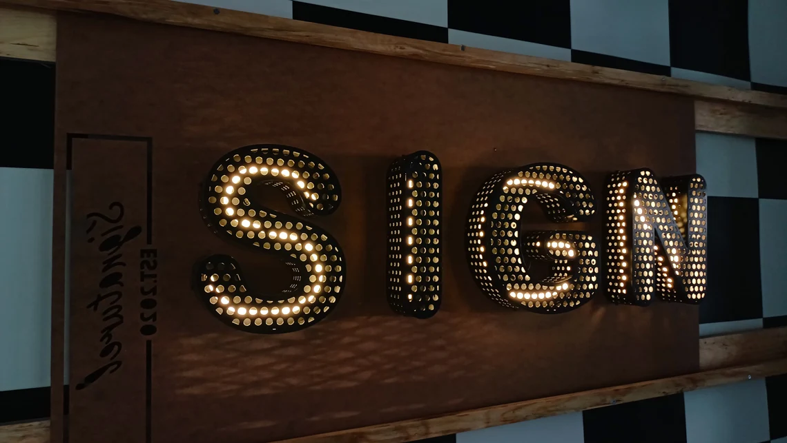 Metal Grid cladding for Neon Letters, Perforated metal letters and ...