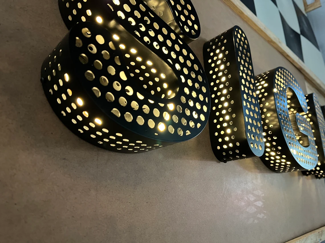Metal Grid cladding for Neon Letters, Perforated metal letters and ...