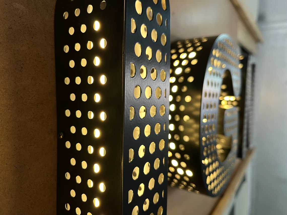Metal Grid cladding for Neon Letters, Perforated metal letters and ...