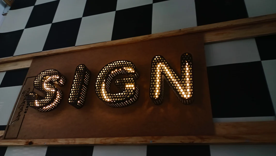 Metal Grid cladding for Neon Letters, Perforated metal letters and ...